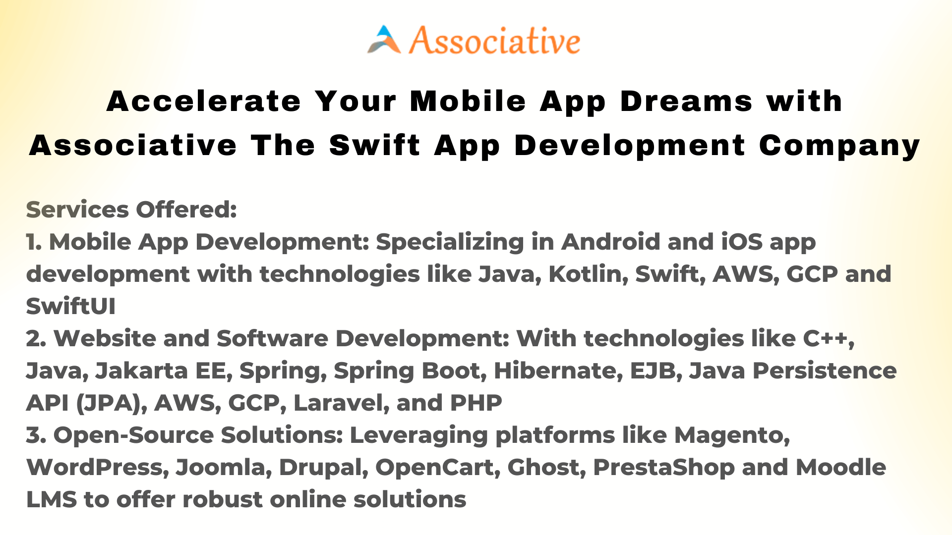 Accelerate Your Mobile App Dreams with Associative The Swift App Development Company - Associative