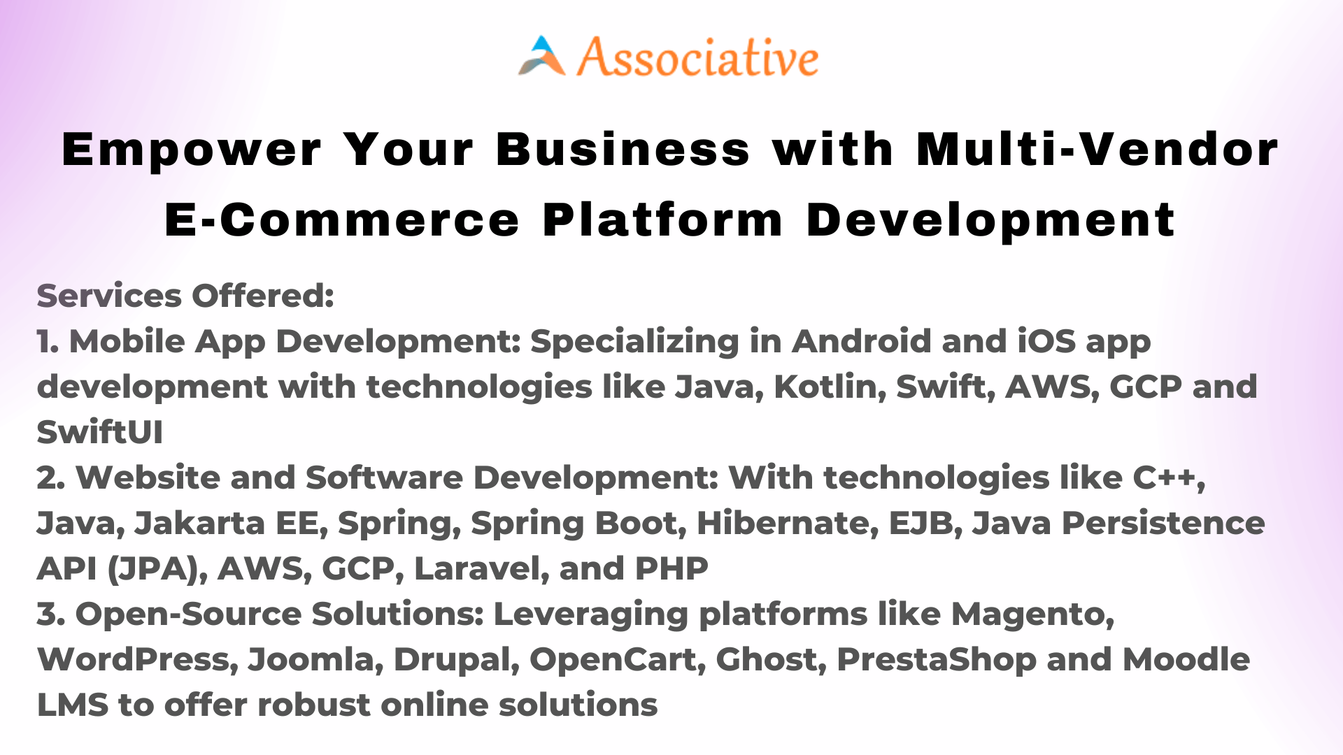 Empower Your Business with Multi-Vendor E-Commerce Platform Development - Associative