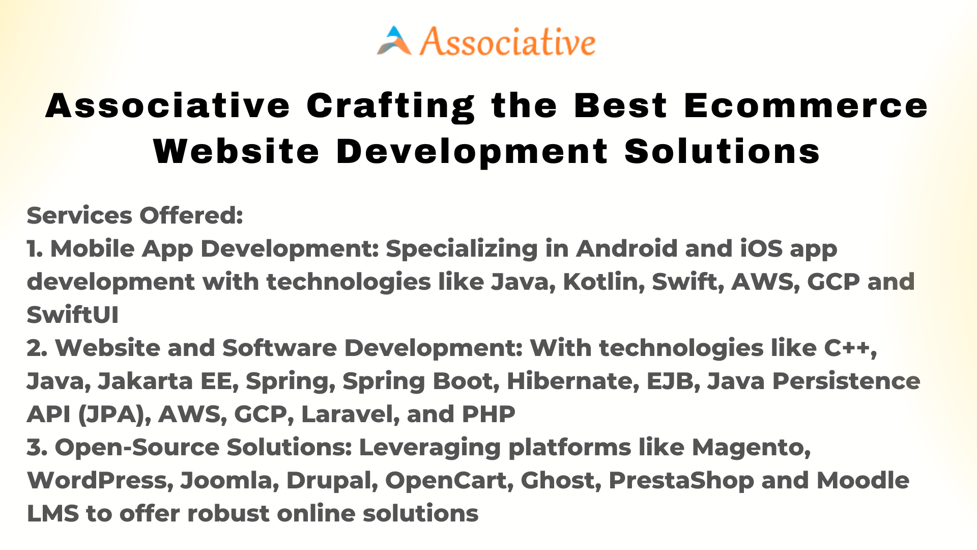 Associative Crafting the Best Ecommerce Website Development Solutions ...